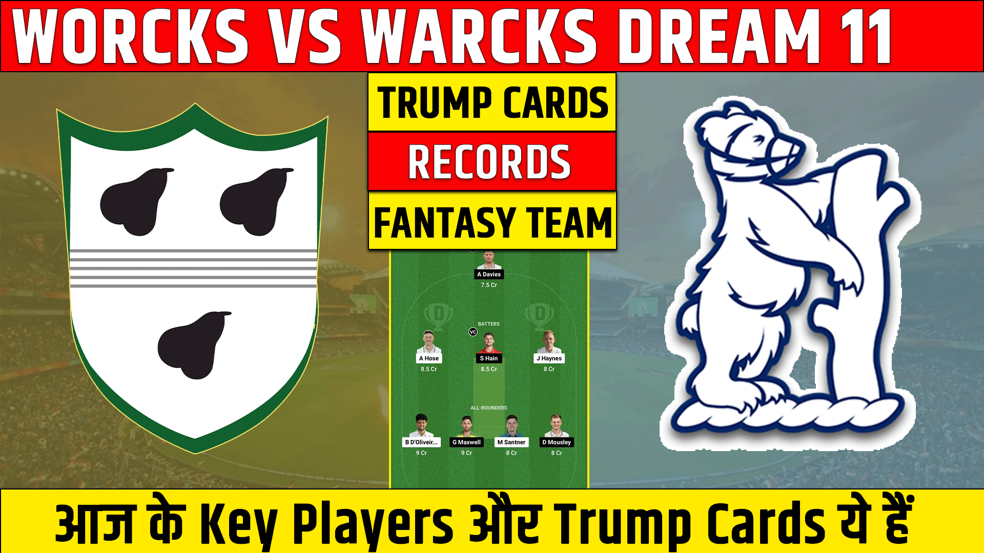 WORCS vs WARKS Dream11 Prediction, Fantasy Cricket Tips, Playing 11 ...